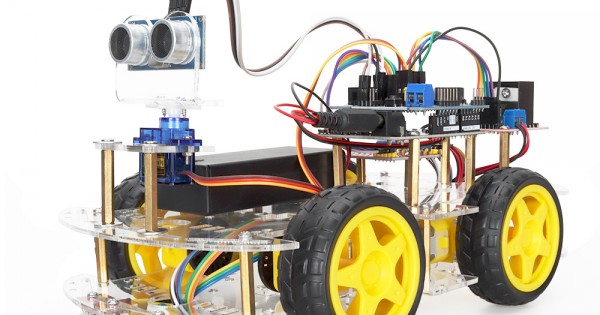 Compatible with Arduino Uno intelligent car robot kit, ultrasonic obstacle avoidance car ...